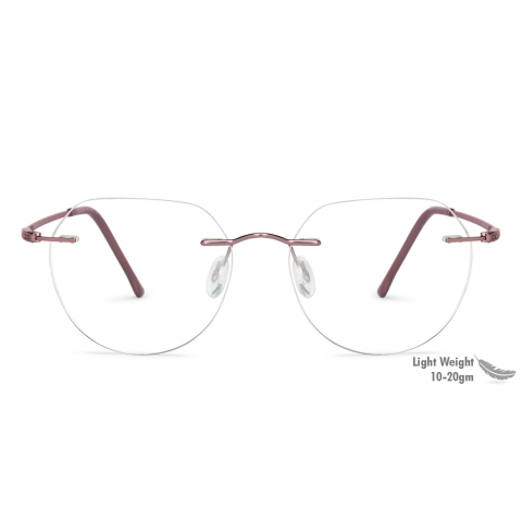 Pink Rimless Round Small (Size-48) Eye Player SLEEK STEEL E001 ...