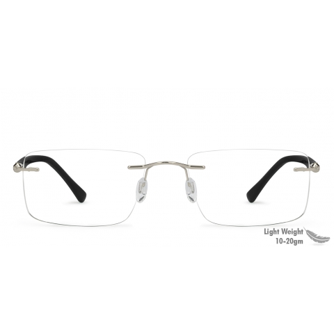 Silver Black Rimless Rectangle Solid Lumineers 001-C2 Eyeglasses ...
